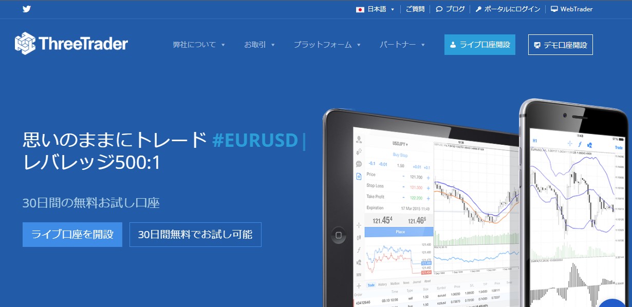 【ThreeTrader】業界トップクラス、スプレッドが魅力の海外FXブローカーを解説