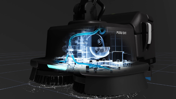 業務用スマート床洗浄機「PUDU SH1」水拭き｜小〜中型施設向け | DFA Robotics