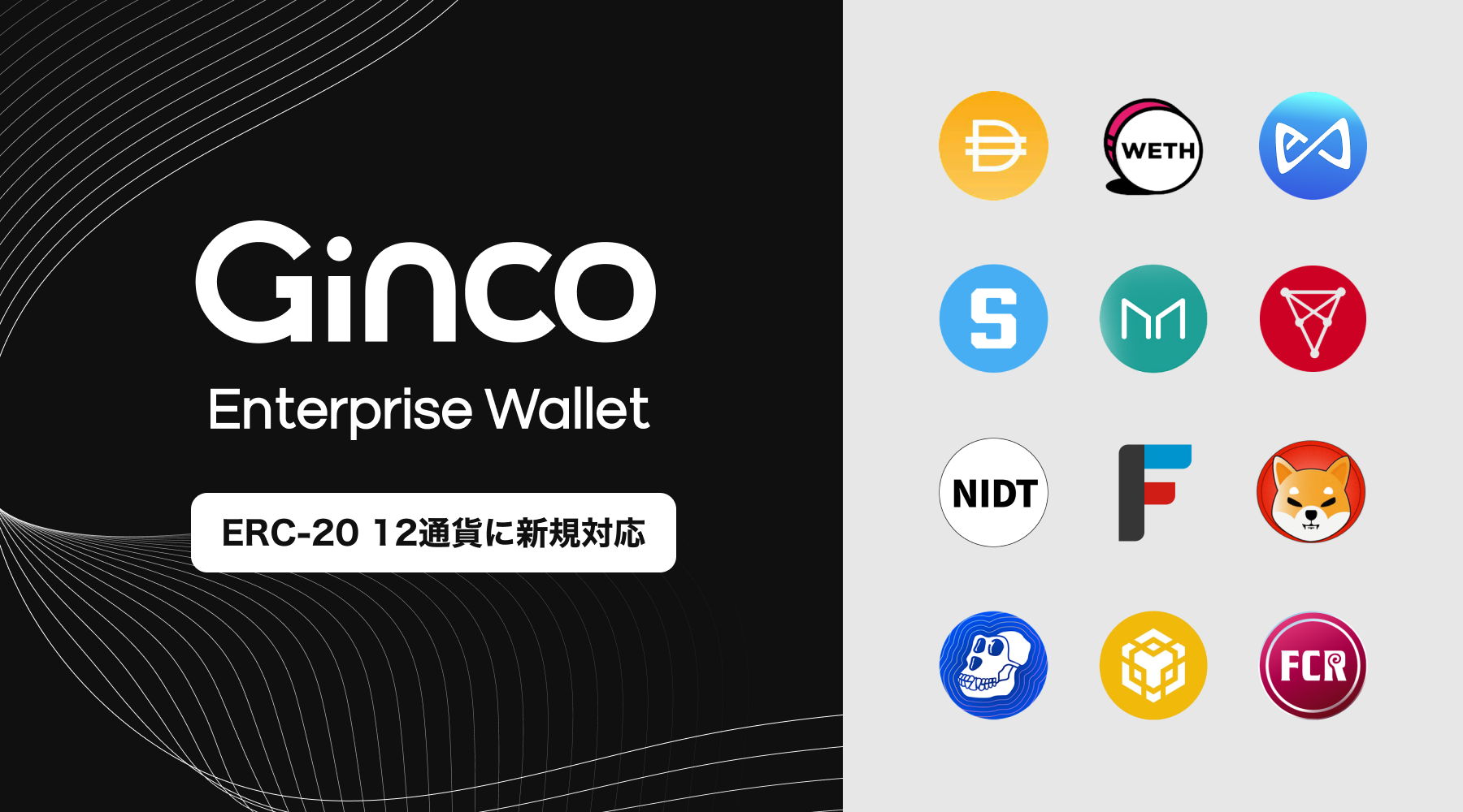 業務用暗号資産ウォレット「Ginco Enterprise Wallet」がERC-20 12通貨に一括対応 | Ginco