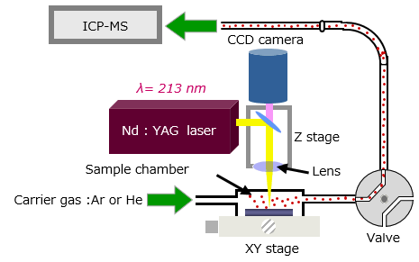 図1．LA-ICP-MS装置の概略図