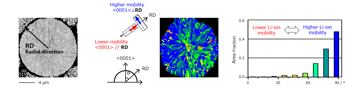 Fig.2 (a) SEM image of NCM811 particle Fig.2 (b) θ map and area ...
