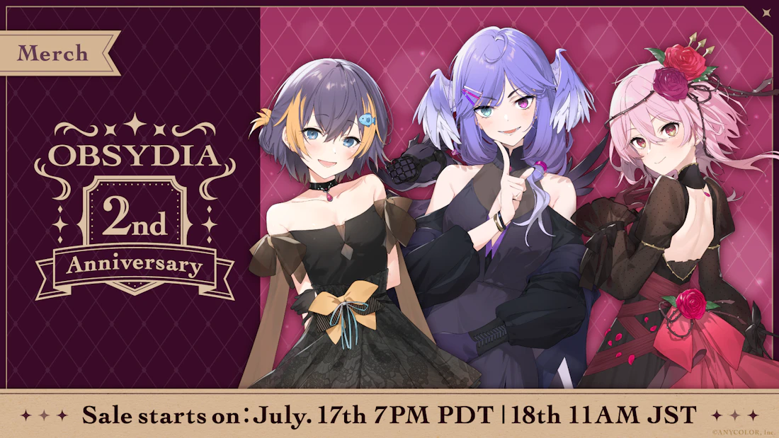 NIJISANJI EN announces “OBSYDIA 2nd Anniversary” merchandise | NIJISANJI