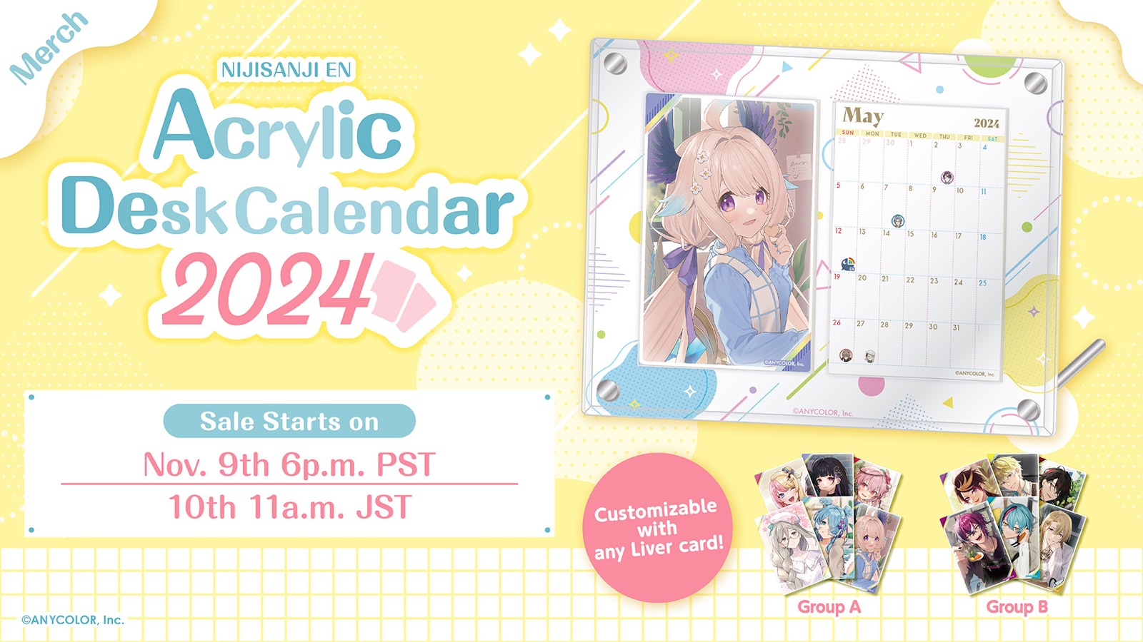 NIJISANJI EN announces “NIJISANJI EN Acrylic Desk Calendar 2024” | ANYCOLOR Inc.