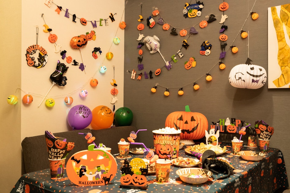 Your private Halloween Party room featuring spooky party goods curtesy ...