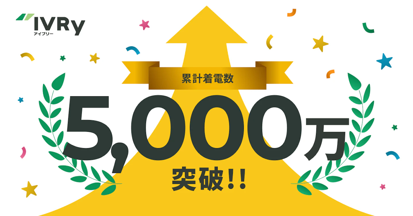 対話型音声AI SaaSのIVRy（アイブリー）、 累計着電数5,000万件を突破 〜累計アカウント数は35,000件突破！電話応答の総削減時間は約417万時間超に〜 | アイブリー