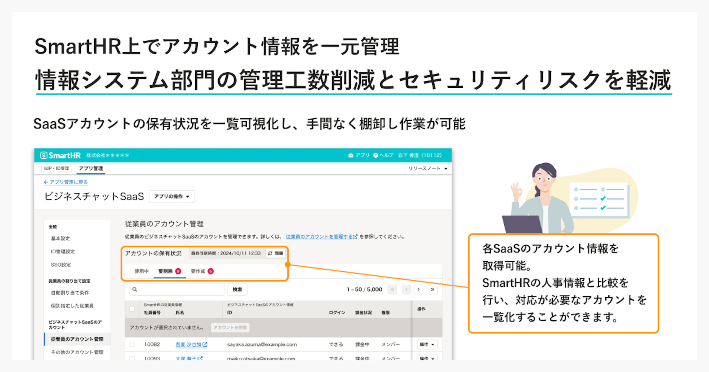 SmartHR、SaaSアカウント管理を効率化する「ID管理」機能を今夏提供｜SmartHR｜シェアNo.1のクラウド人事労務ソフト