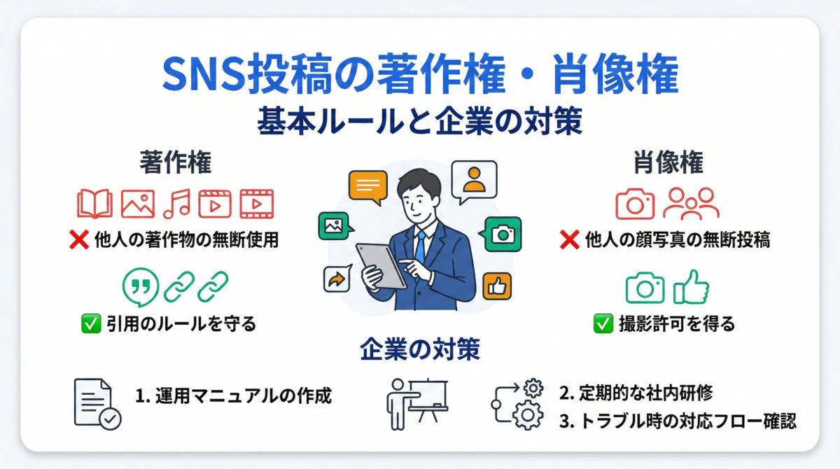 SNS投稿の著作権・肖像権とは？基本ルールと侵害を防ぐ実務対策を解説 | SNSCHOOL
